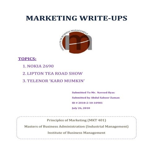 Marketing Write Ups | PDF