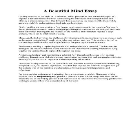 A Beautiful Mind Essay | PDF