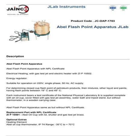 Abel flash point_apparatus jainco | PDF | Chemistry | Science