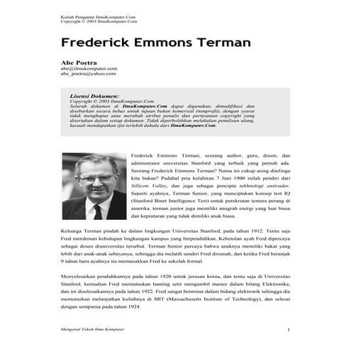 Frederick Emmons Terman - Pendiri Lembah Silikon (Abepoetra) | PDF