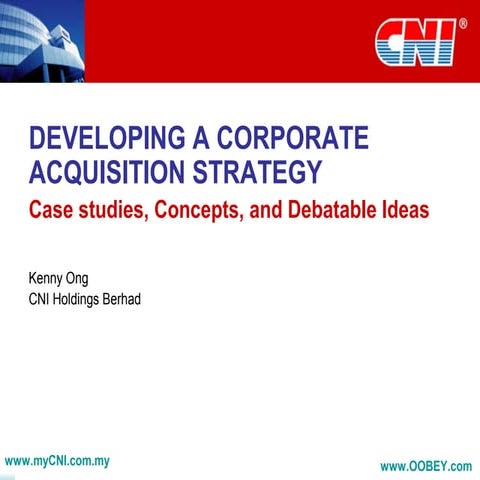 M&A Developing a Corporate Acquisition Strategy | PPT