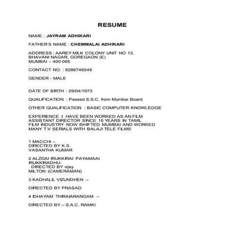 RESUME jayram | DOCX