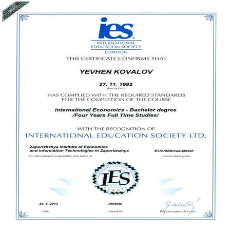 IES Certificate | PDF
