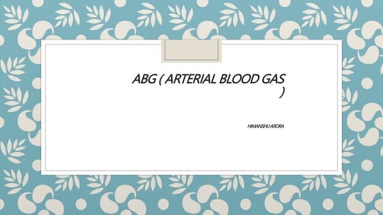 ABG | PPT | First Aid | Injuries