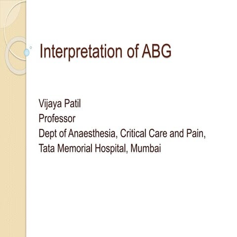 Arterial Blood Gas Analysis and Interpretation | PPT