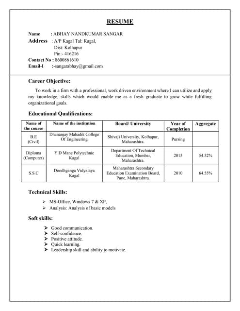 Resume of Shivangi Sharma | DOC