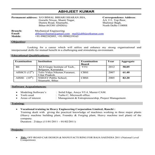 Abhijeet Kumar Resume | PDF