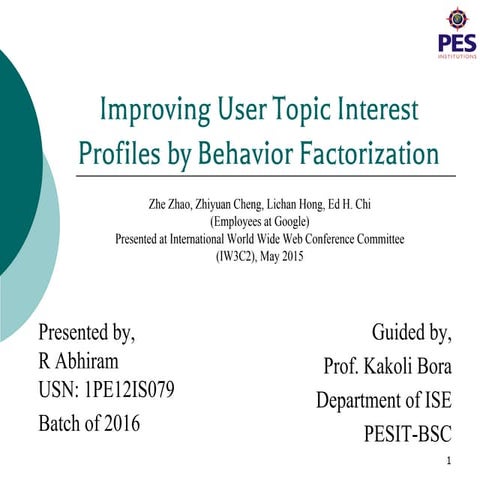 A seminar on User Topic Interest profiles research by Google | PDF