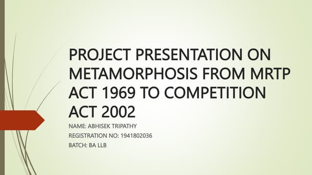 An overview of MRTP Act, 1969. | PDF