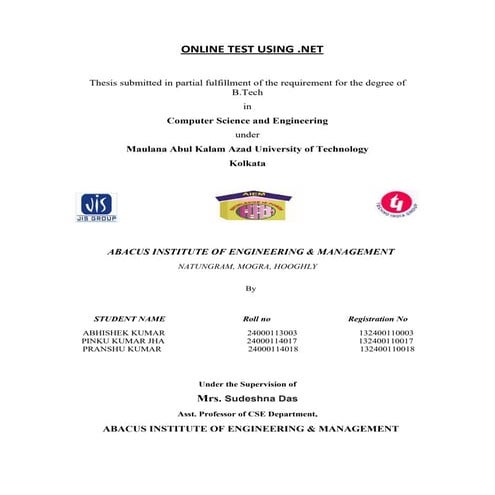 Online Examination System Project report | PDF