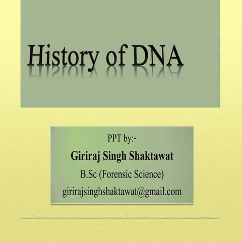 SHORT HISTORY OF DNA | PPTX