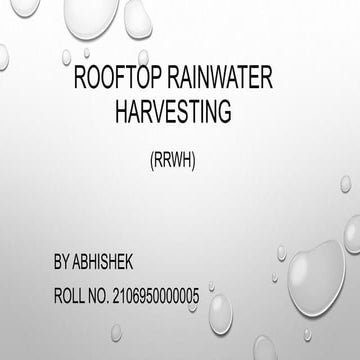 Rooftop rainwater harvesting system. | PPTX