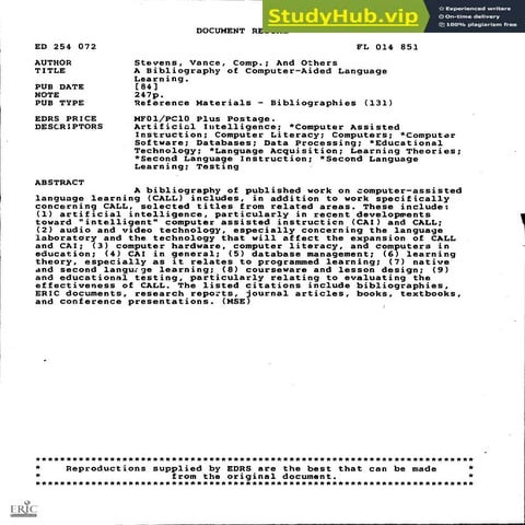 A Bibliography Of Computer-Aided Language Learning | PDF