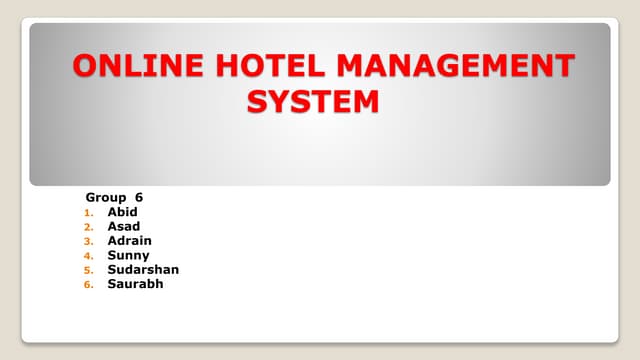 Hotel management system project | PPTX