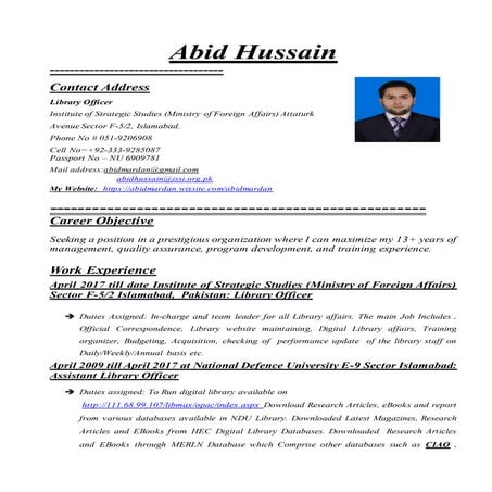 Abid hussain cv 2018 | DOCX
