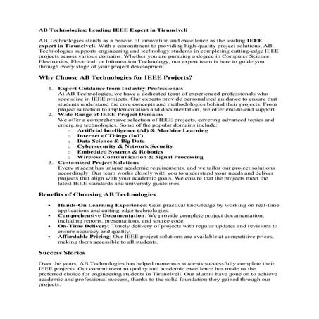 IEEE project center in TirunelveliIEEE project center in Tirunelveli | PDF