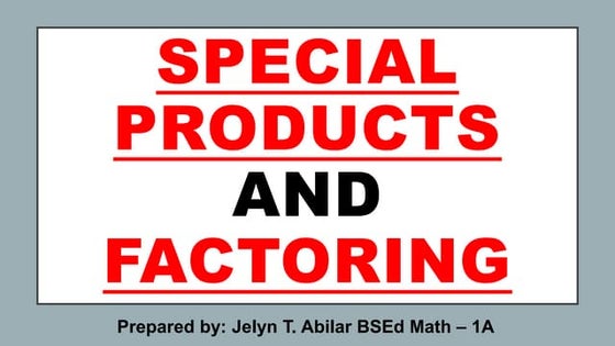 Special products | Math PPT | PPTX