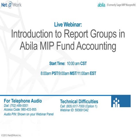 Live Webinar: Introduction to Report Groups in Abila MIP Fund Accounting | PPTX | Web ...