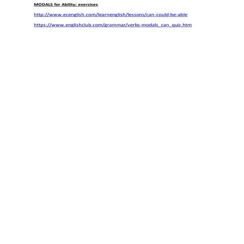 Modals: Ability: Exercises | PDF