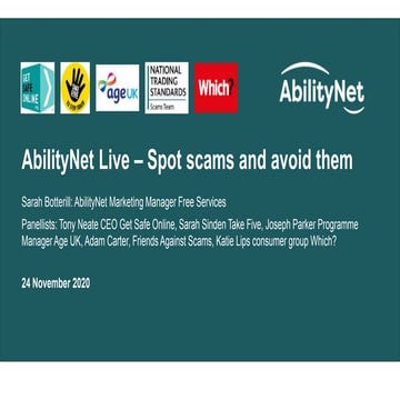 AbilityNet Live! How to Spot a Scam and Avoid it | PPTX
