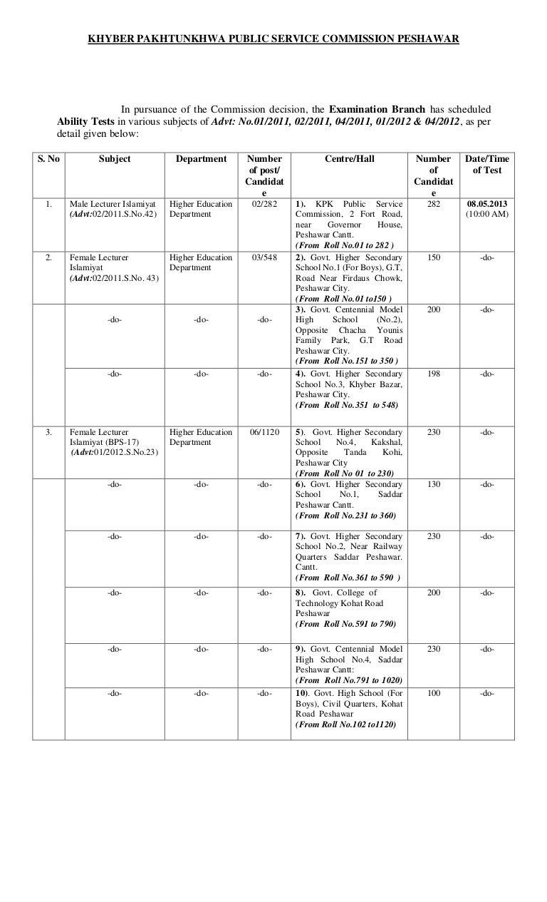 Ability Test Scheduled Of May 2013 Ability Test Scheduled Of May 2013