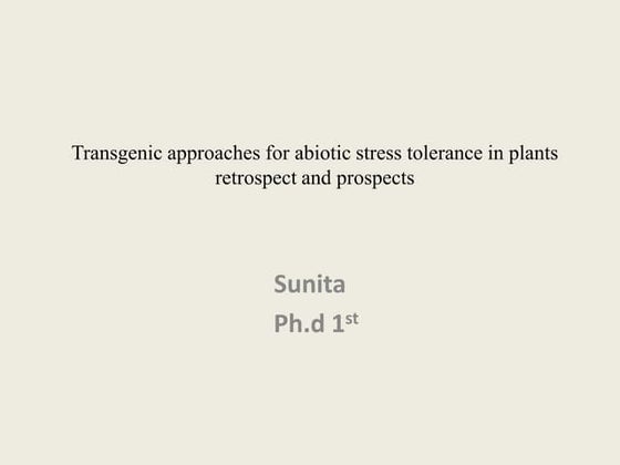 Abiotic stress responses in plants with special reference to drought ...