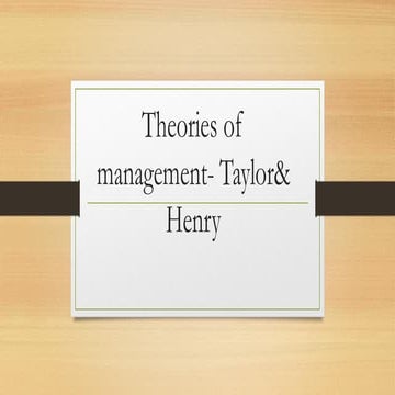 Theories of Management | PPT