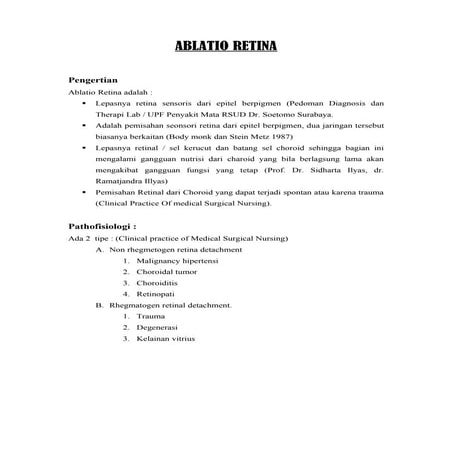 ASUHAN KEPERAWATAN ABLATIO RETINA | DOC
