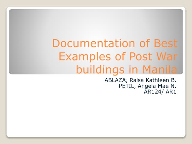 Philippine architecture ( post war period ) | PPTX