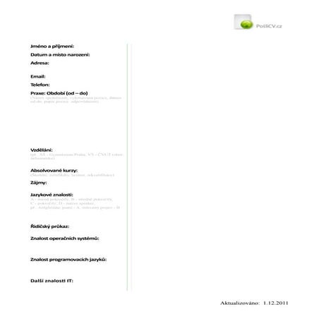 Šablona CV | PAGES