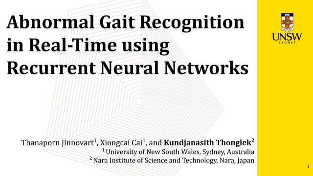 Abnormal Gait Recognition In Real Time Using Recurrent Neural Networks