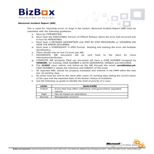 Abnormal incident report (air) | PDF