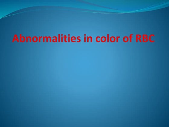 Abnormal morphology of rbc notes | PDF