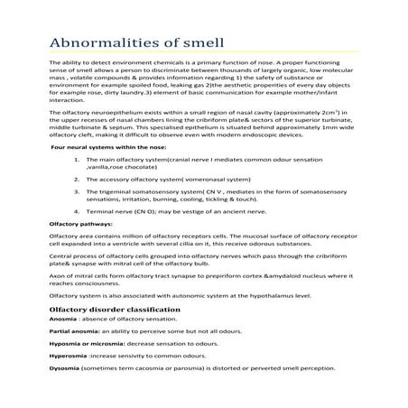 Abnormalities of smell | DOC | Ear, Nose and Throat Conditions ...