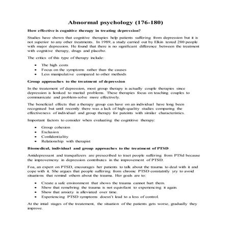 IB Psychology SL Abnormal psychology 176 180 | DOCX