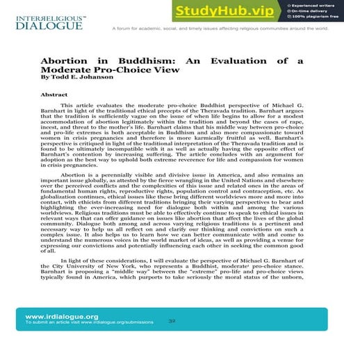 Abortion In Buddhism An Evaluation Of A Moderate Pro-Choice View | PDF ...