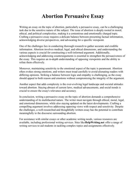 Introduction For Abortion Essay | PDF