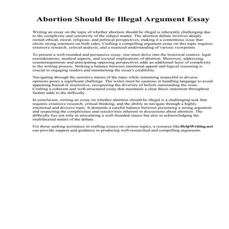 Abortion Should Be Illegal Argument Essay.pdf