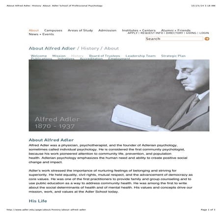 About alfred adler: history: about: adler school of professional ...