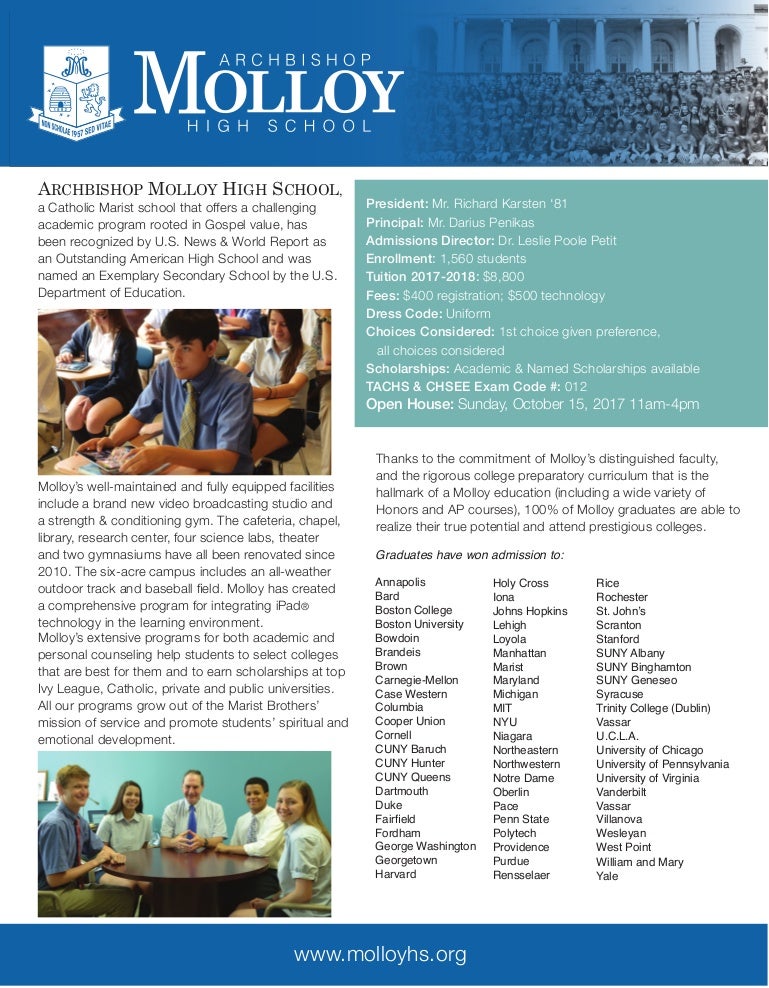 About archbishop molloy high school new york