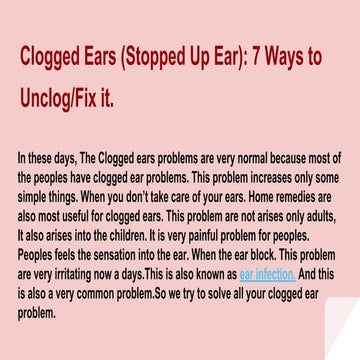 About clogged ears | PPT