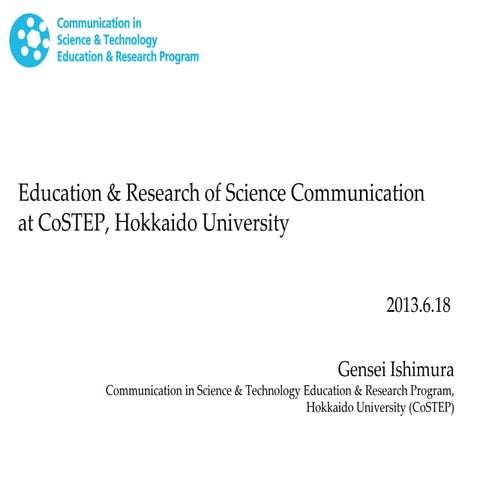 Education & Research of Science Communication at CoSTEP, Hokkaido ...