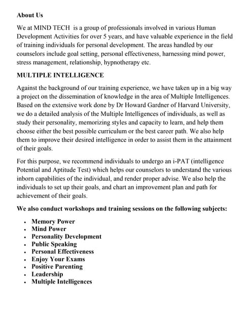 Concept Of Dermatoglyphics Multiple Intelligence Test | PDF | Education