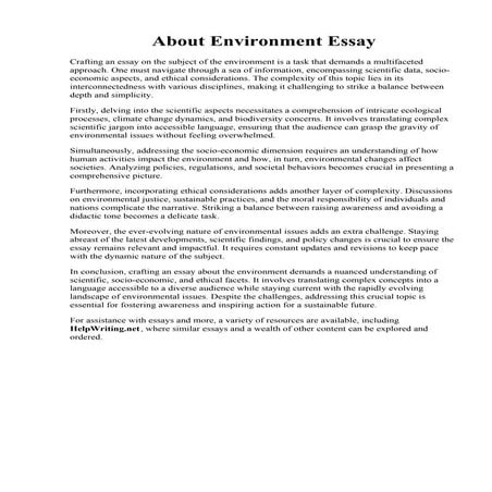 About Environment Essay.pdf | Environment | Science