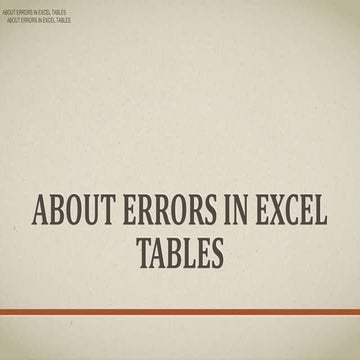 About errors in excel tables | PPT