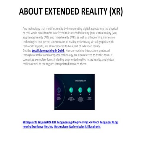 ABOUT EXTENDED REALITY (XR).pptx | Augmented Reality | Technology & Computing