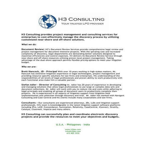 About H3 Consulting | PDF