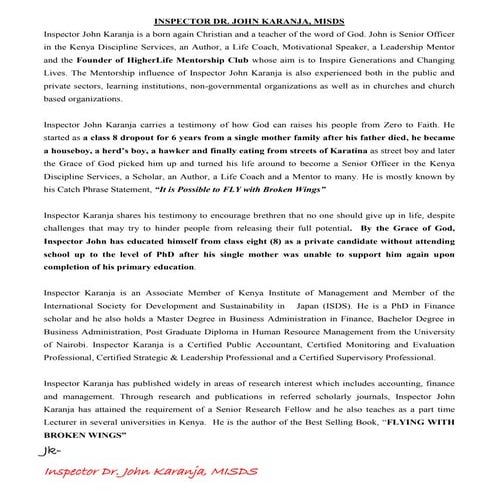 About inspector john karanja | PDF
