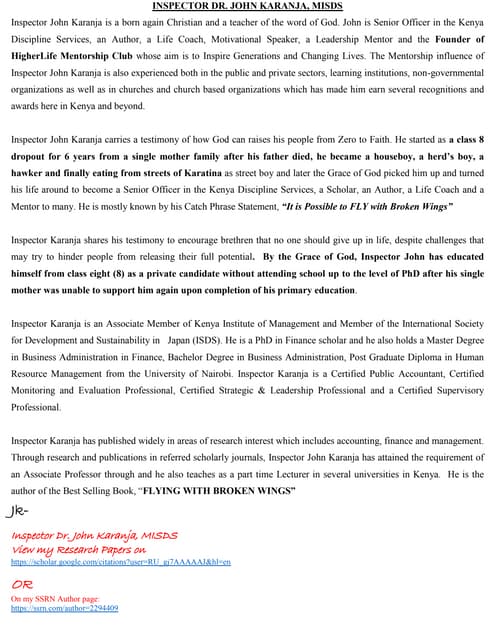 About inspector john karanja | PDF