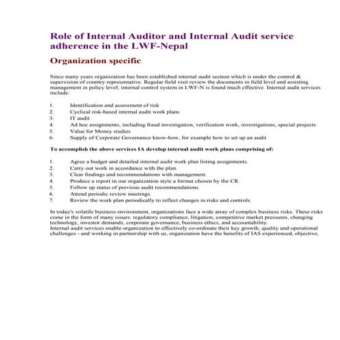About internal Audit for news letter.doc | Business Accounting ...
